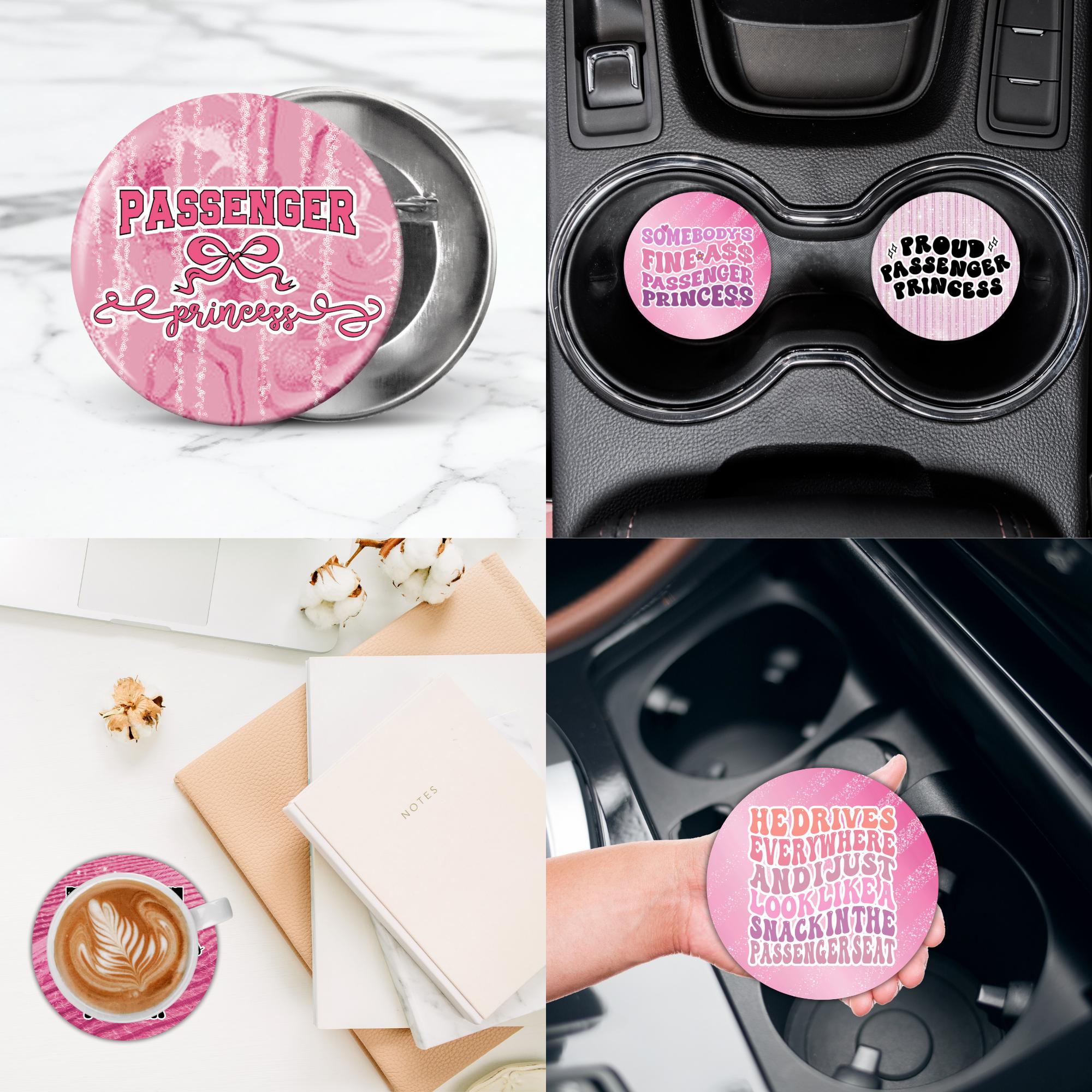 Passenger Princess Car Coaster PNG Bundle, Funny Round Sublimation ...