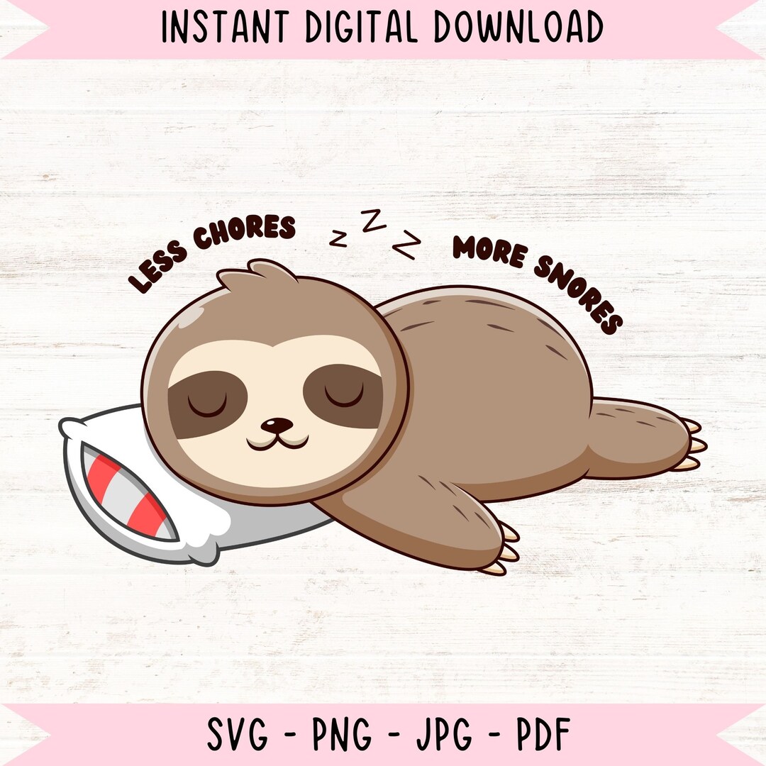 Cute Sloth SVG, Baby Sloth PNG File for Sloth Gift, Sloth Download ...