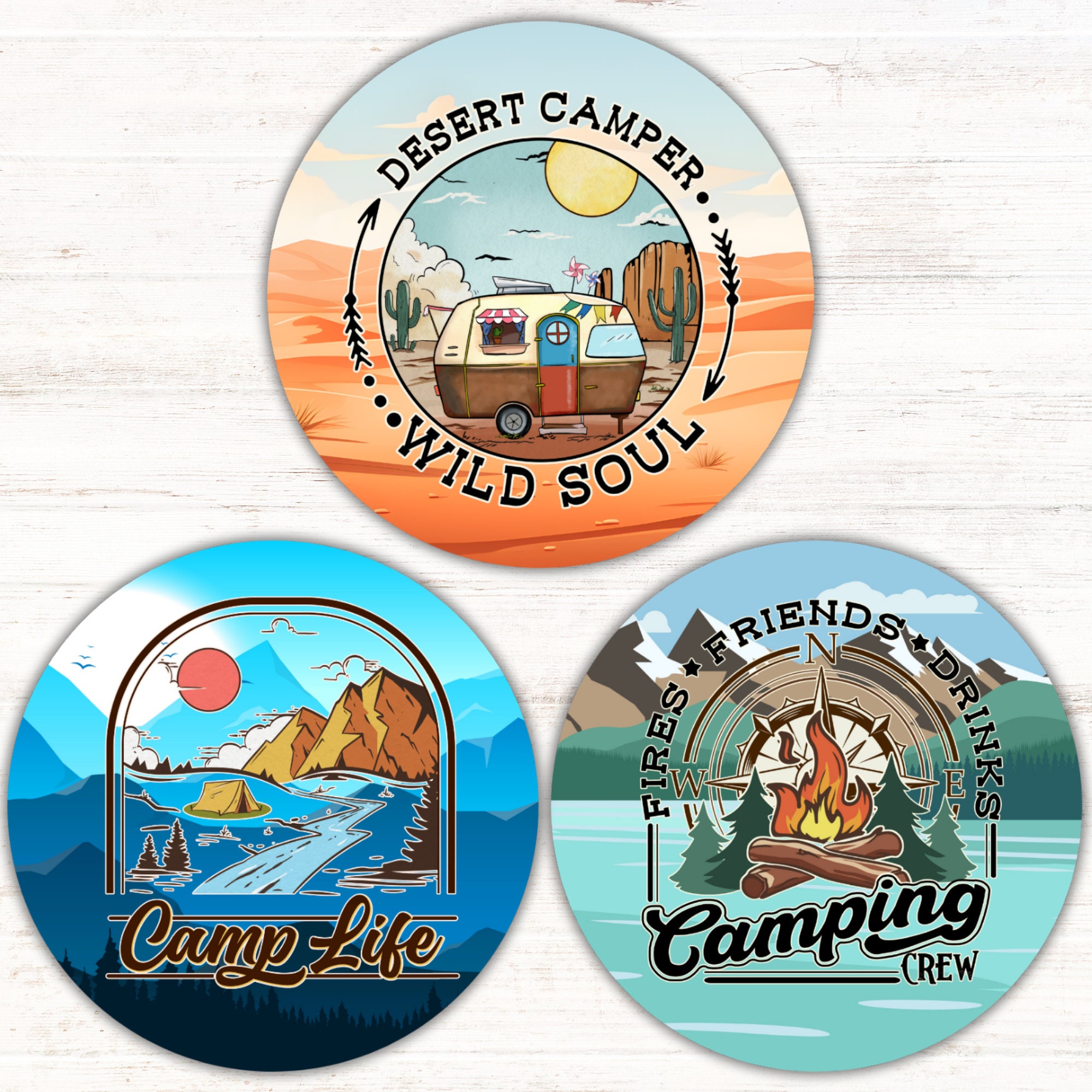 Camping Car Coaster PNG Bundle Outdoor Adventure Cup Holder Sublimation ...