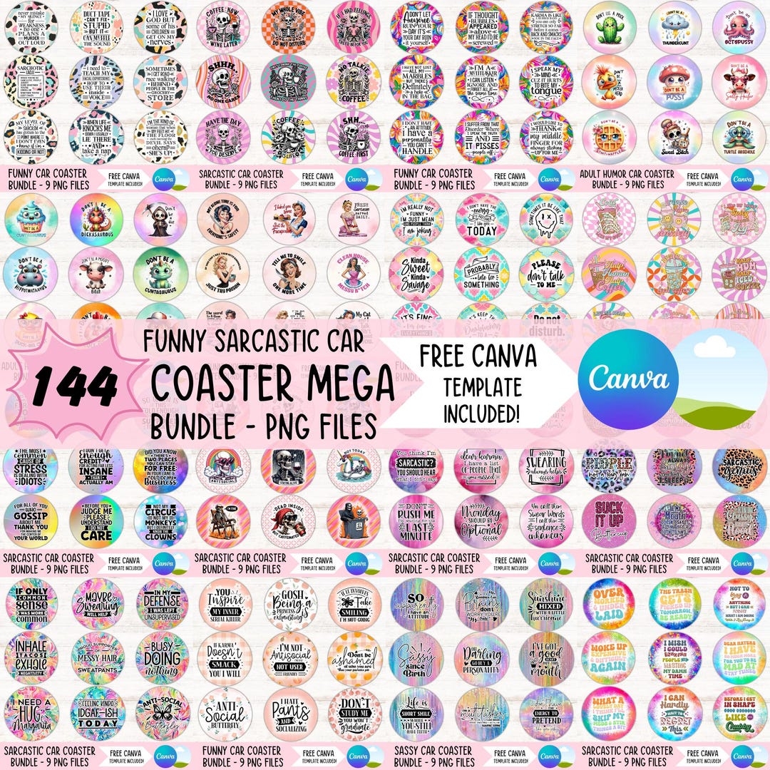 Funny Car Coaster PNG Mega Bundle Sarcastic Cup Holder Sublimation ...