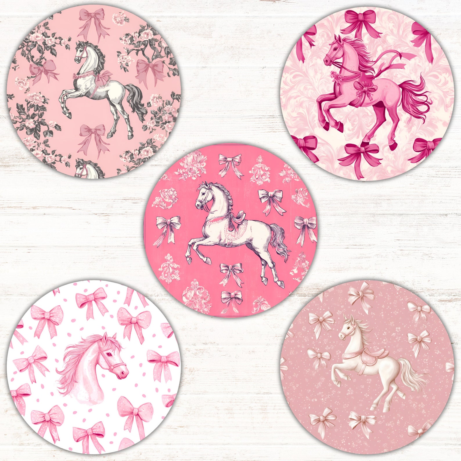 Horse Coquette Car Coaster PNG Bundle Pink Bow Cup Holder Sublimation ...