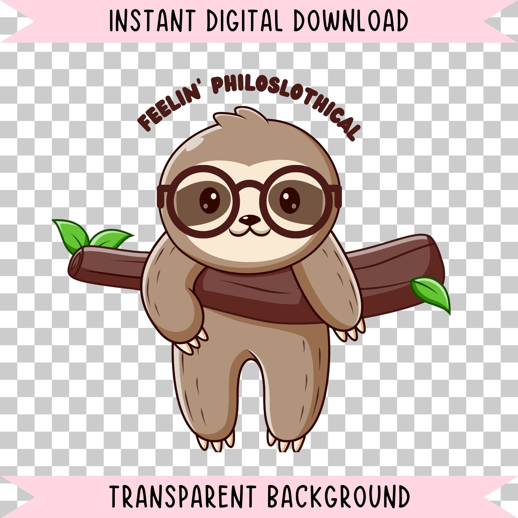 Cute Sloth SVG, Baby Sloth PNG File for Sloth Gift, Sloth Download ...