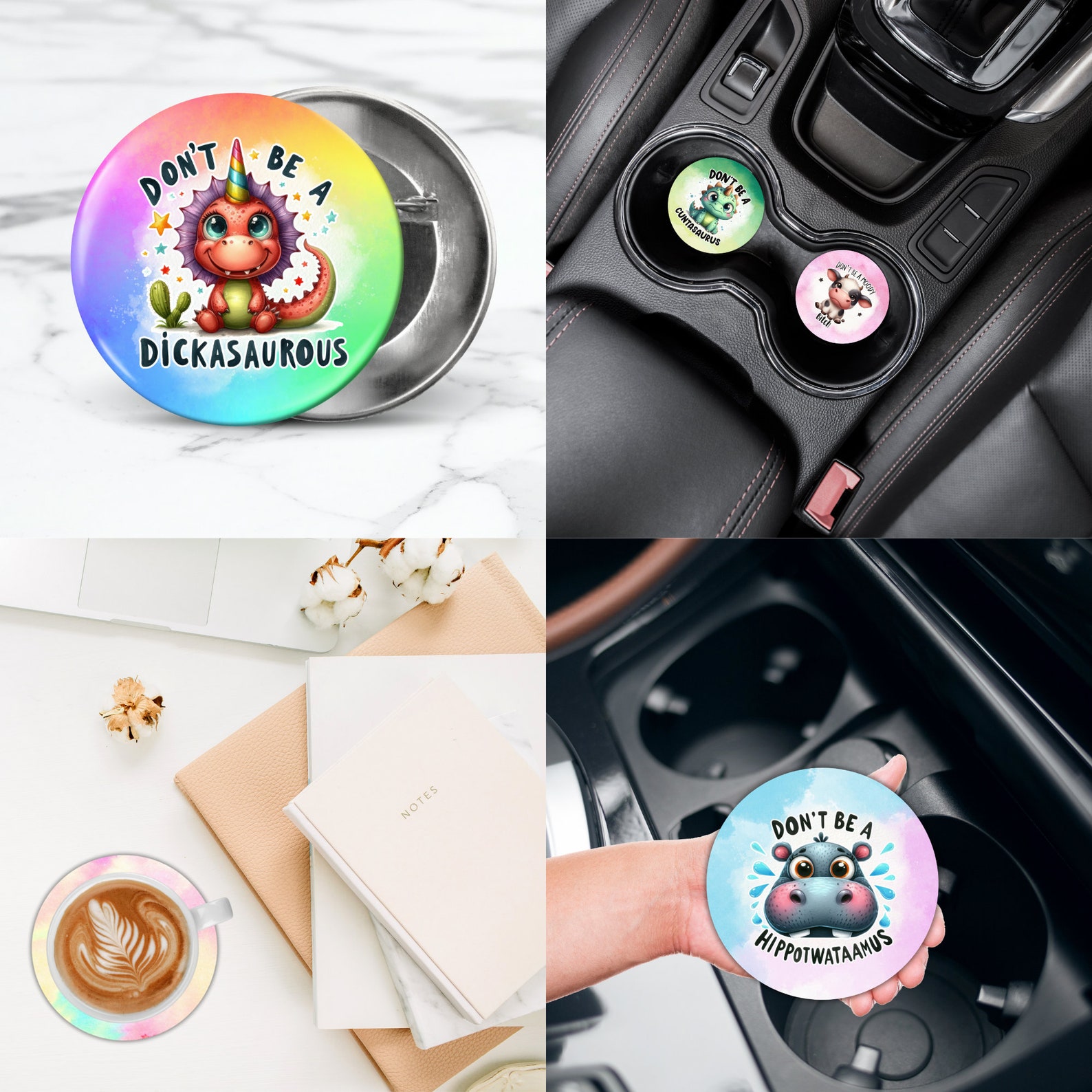 Adult Humor Car Coaster PNG Bundle, Funny Round Sublimation Designs ...