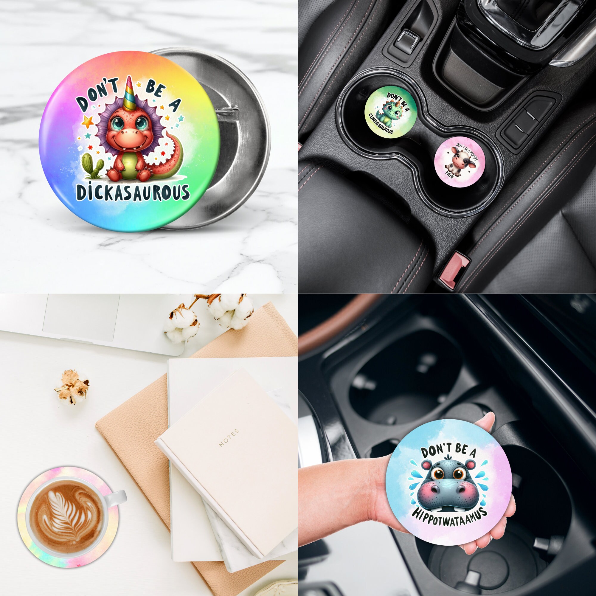 Adult Humor Car Coaster PNG Bundle, Funny Round Sublimation Designs ...