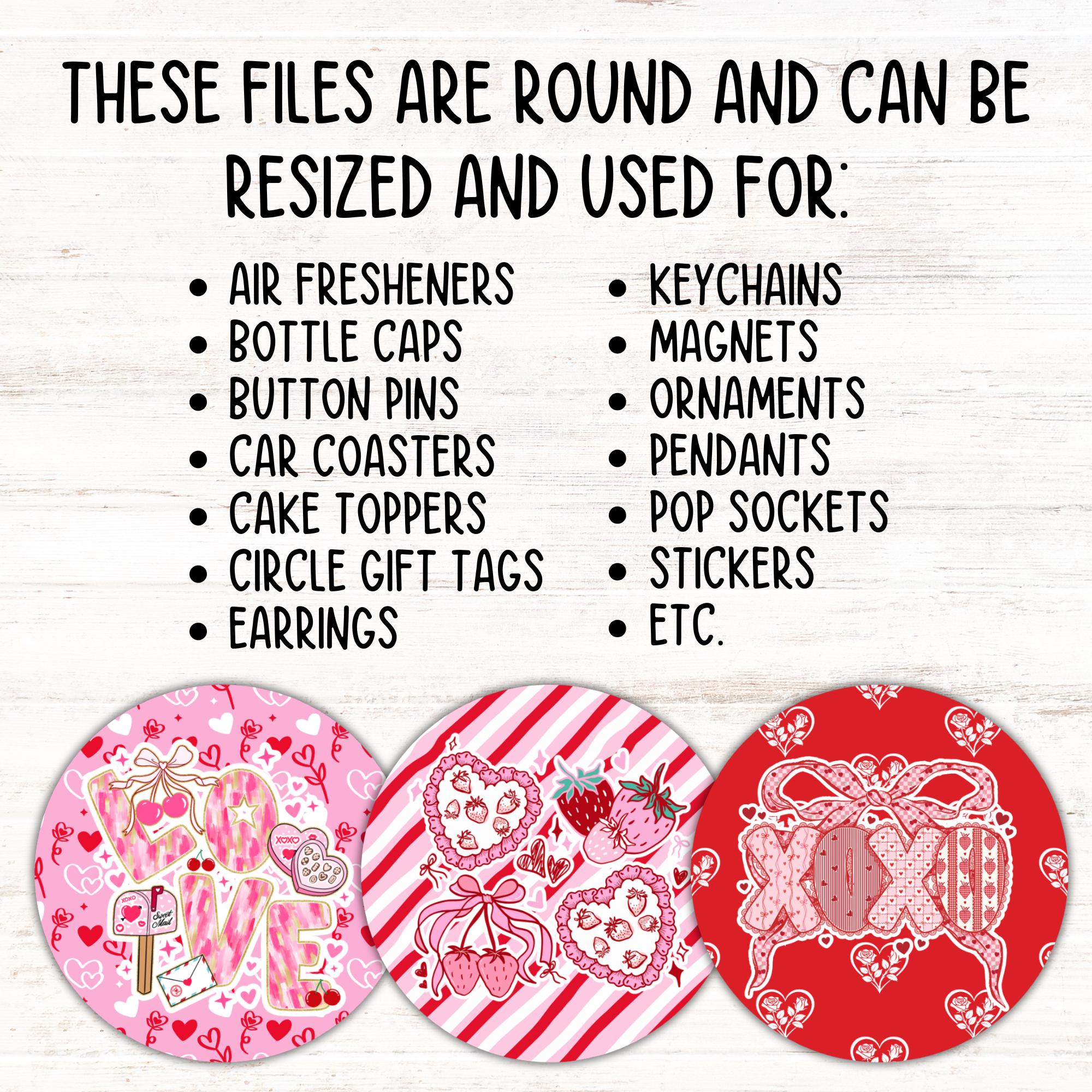 Preppy Coquette Valentine's Day Car Coaster Bundle, Be Mine Round ...