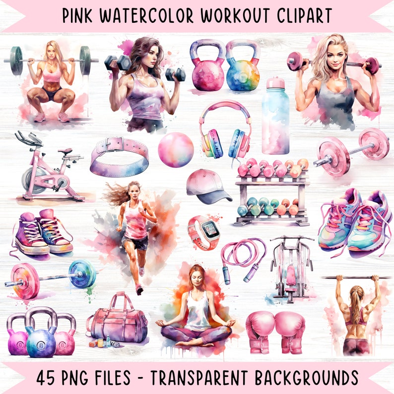 Gym Girl Workout PNG Bundle, Fitness Clipart, Gym PNG Bundle, Workout ...