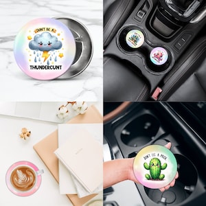 Sassy Car Coaster Design Bundle Funny Cup Holder Insert Sublimation ...