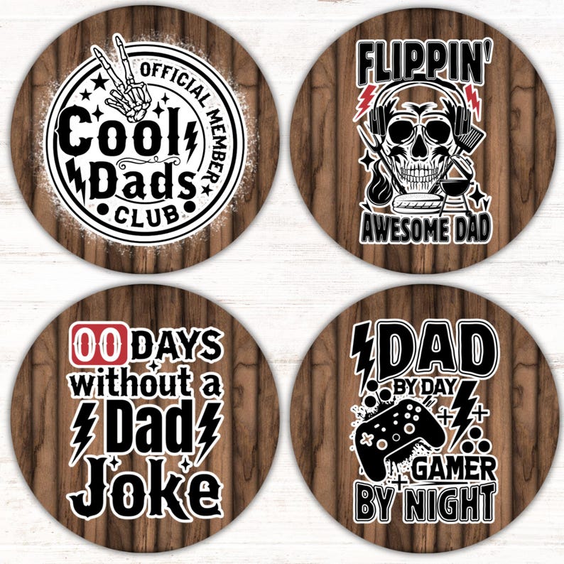 Funny Dad Car Coaster PNG Bundle Father's Day Round Keychain Designs ...