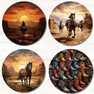 Western Car Coaster Png Bundle for Guys, Round Keychain Circle PNG ...