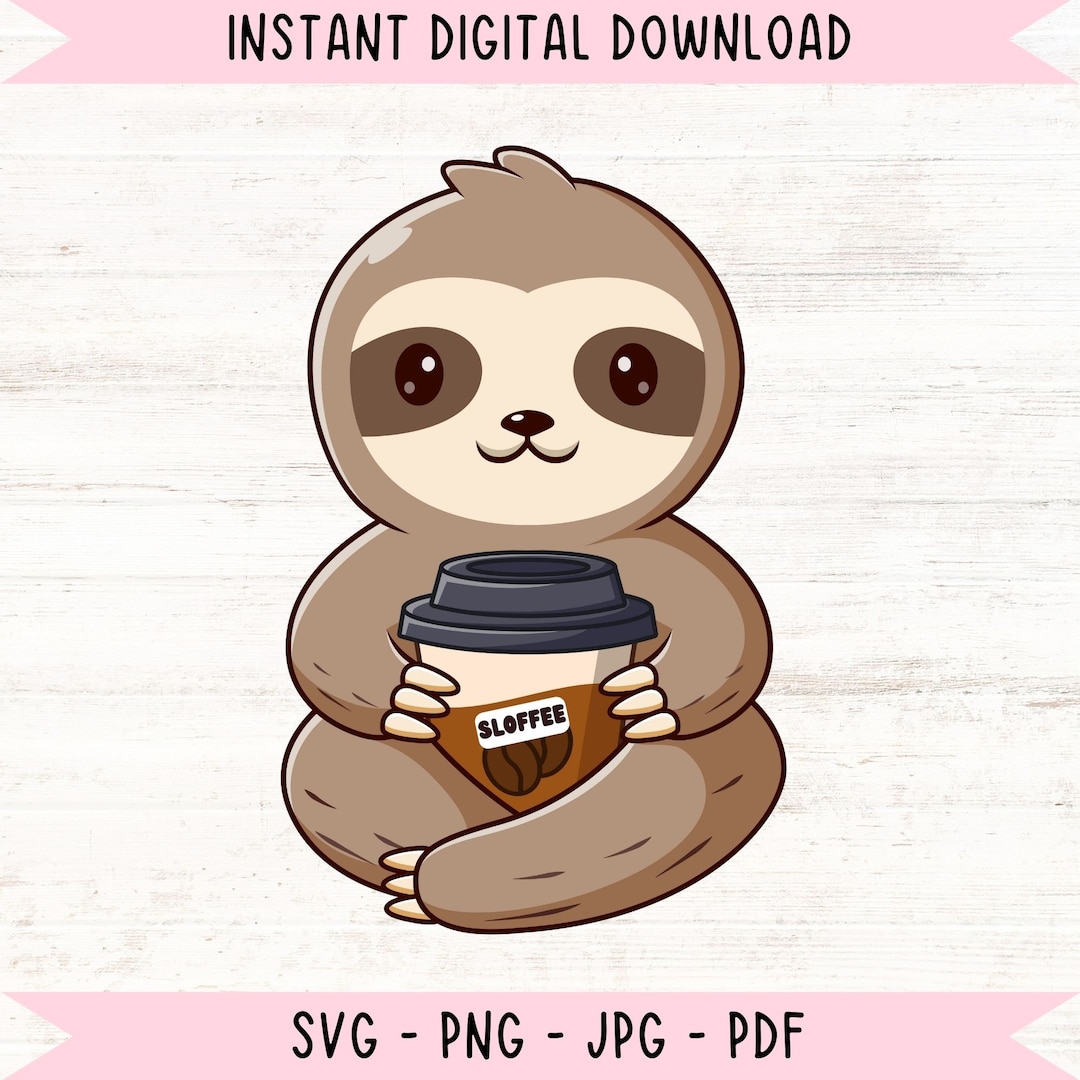 Cute Sloth SVG, Baby Sloth PNG File for Sloth Gift, Sloth Download ...