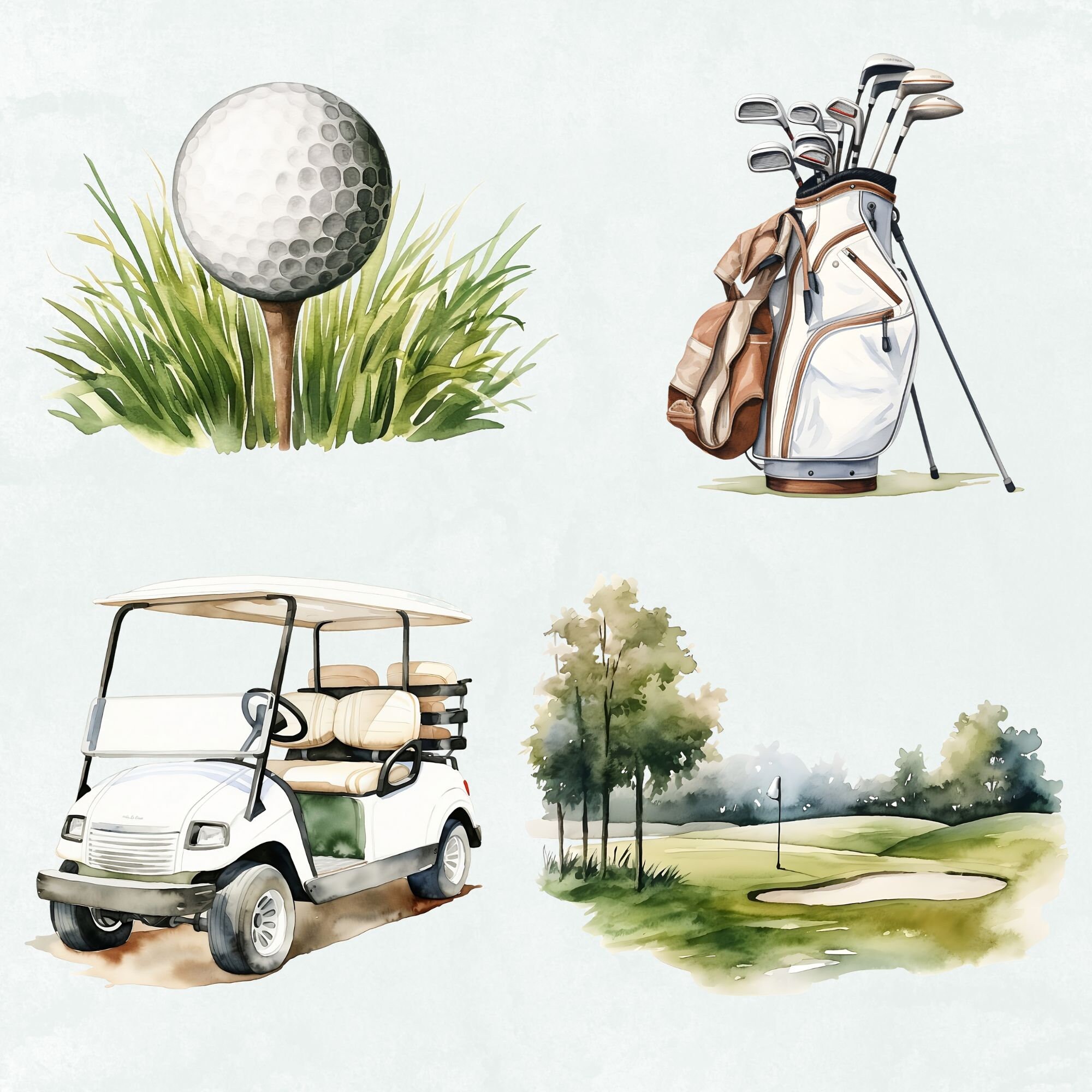 Golf PNG Bundle, Golf Png File, Golf Jpg File, Gift for Dad, Watercolor ...