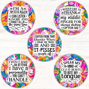 Funny Car Coaster PNG Bundle, Sarcastic Quotes Round Sublimation ...
