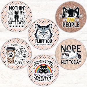 Funny Cat Car Coaster PNG Bundle Grumpy Cat Cup Holder Sublimation ...