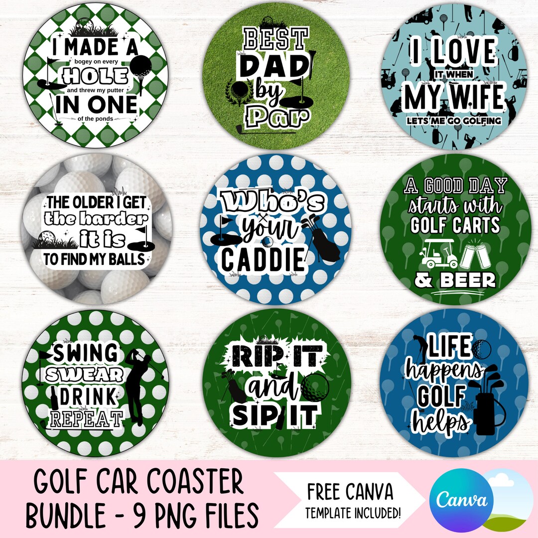 Golf Car Coaster Png Bundle for Guys, Best Dad by Par Coaster Design ...