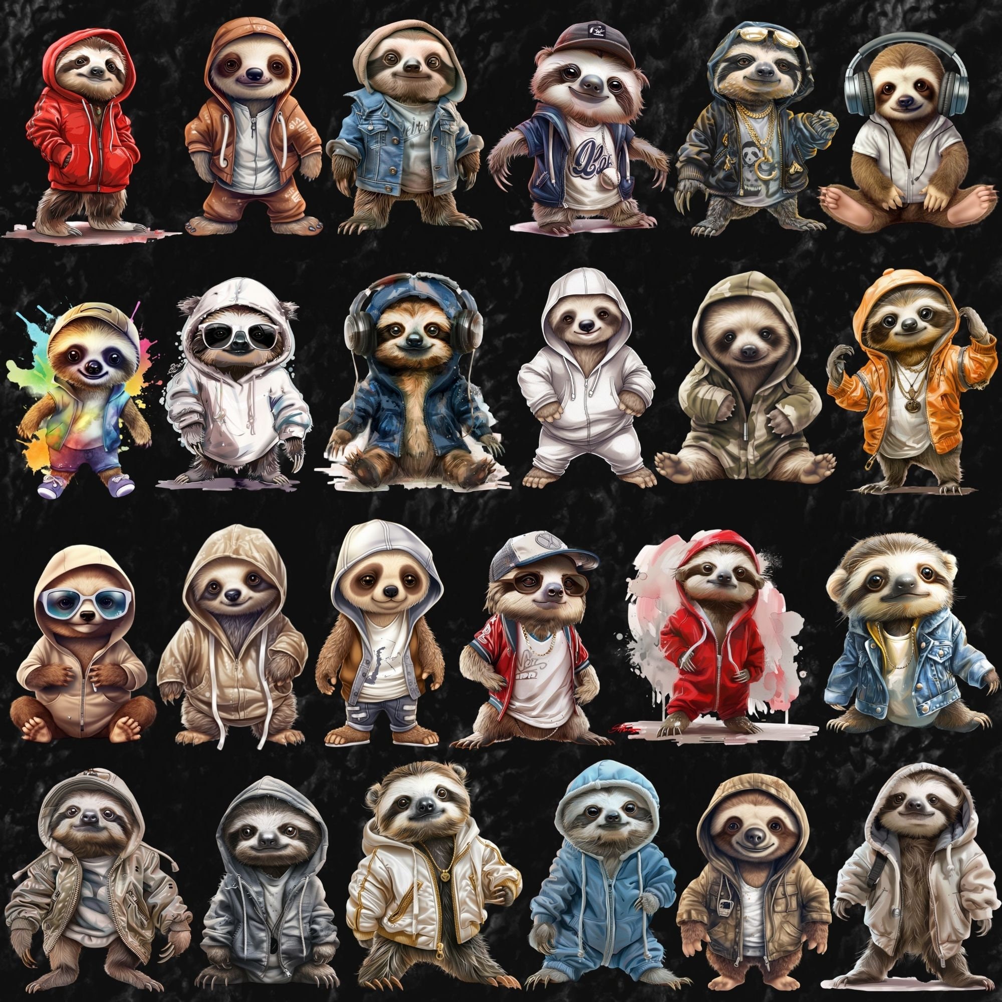Sloth Streetwear Png Bundle Cool Sloth Tshirt Sublimation Designs Urban ...