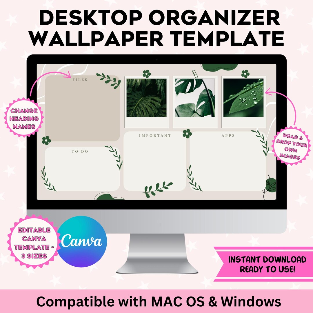 Floral Desktop Organizer Wallpaper for Mac OS & Windows Minimalist ...