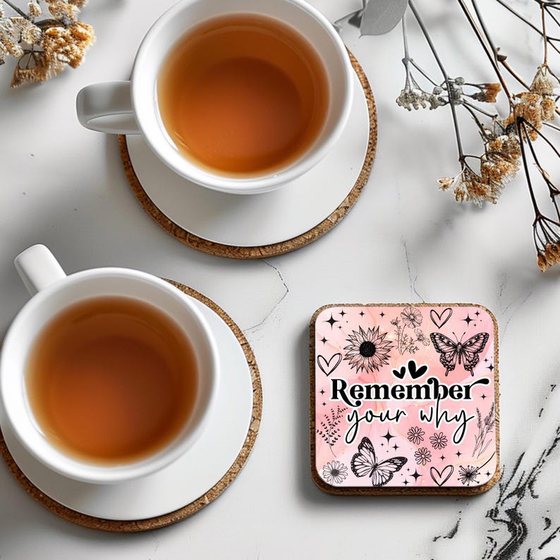 Positive Quotes Square Coaster PNG Bundle, Inspirational Sublimation ...