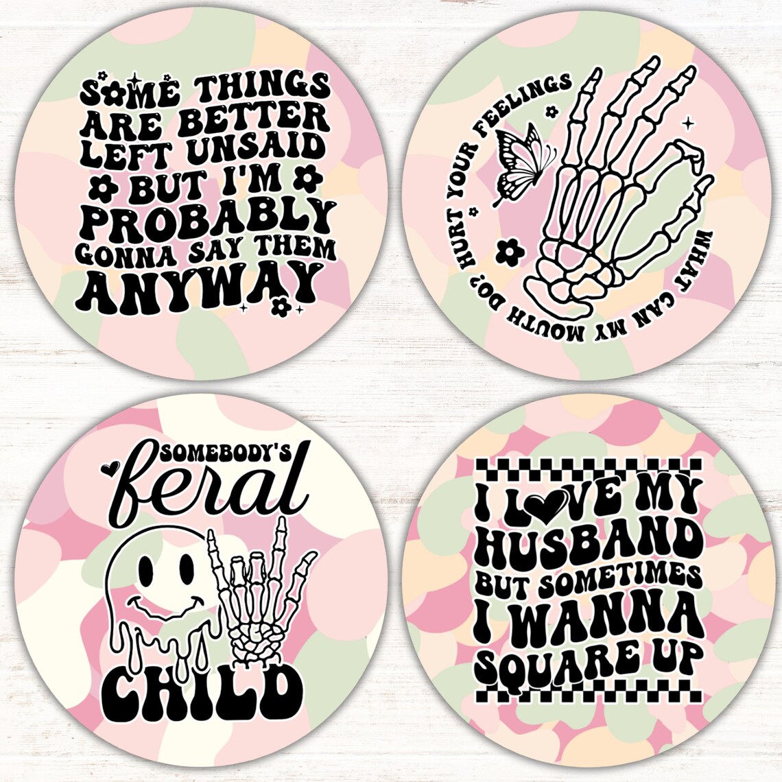 Funny Adult Humor Car Coaster PNG Bundle, Sarcastic Inappropriate Round ...