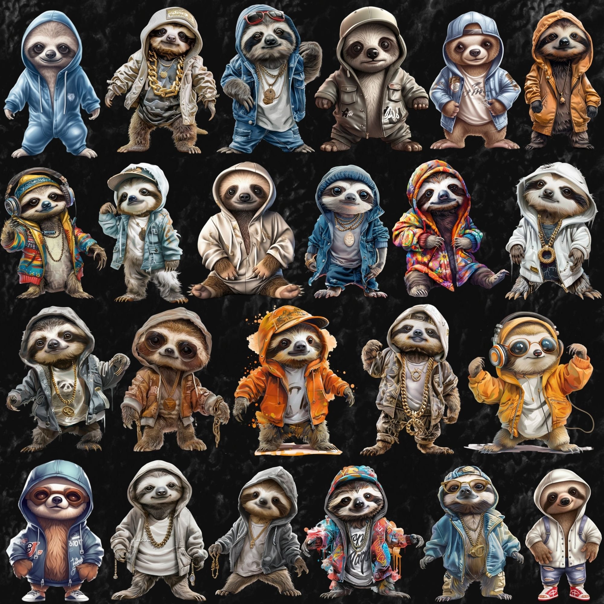 Sloth Streetwear Png Bundle Cool Sloth Tshirt Sublimation Designs Urban ...