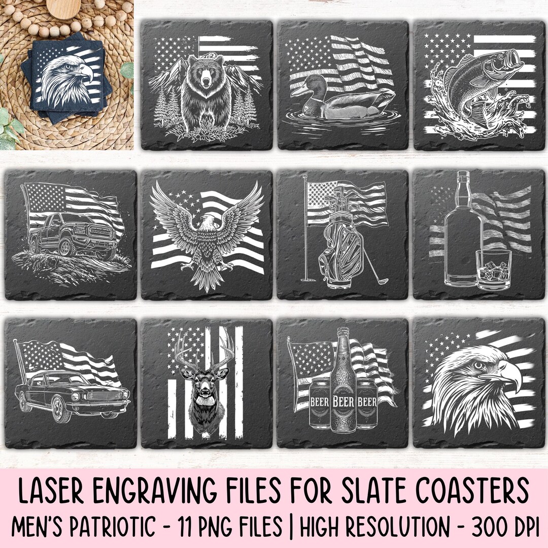 Men's Patriotic Laser Engraving Digital Files, USA American Flag PNG ...