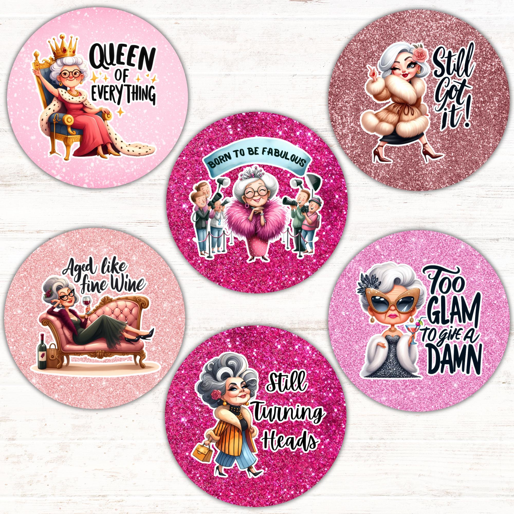 Funny Grandma Car Coaster PNG Bundle Glam Grandmother Cup Holder ...