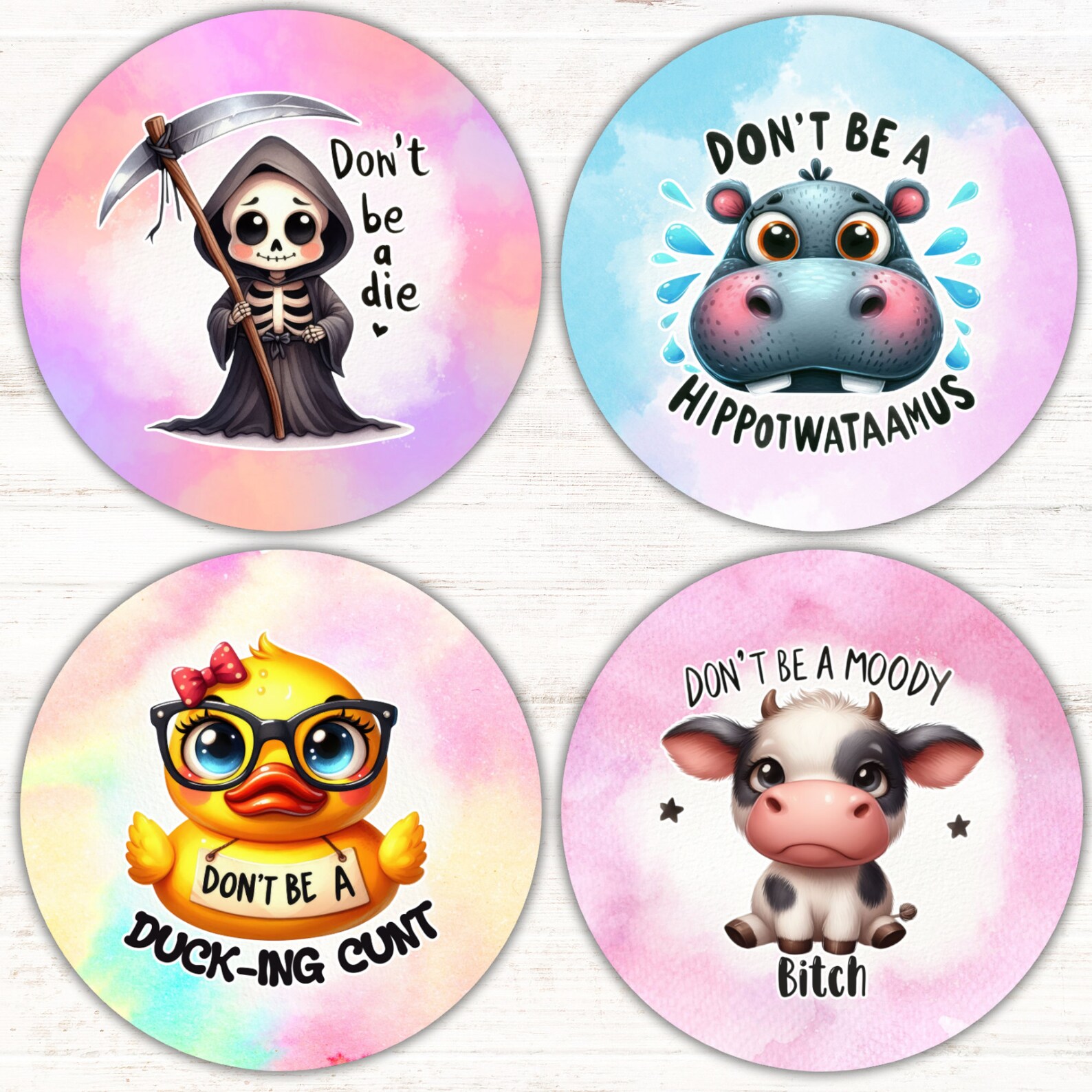 Adult Humor Car Coaster PNG Bundle, Funny Round Sublimation Designs ...