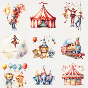 Watercolor Carnival Clipart, Carnival Png Files, Circus Print ...