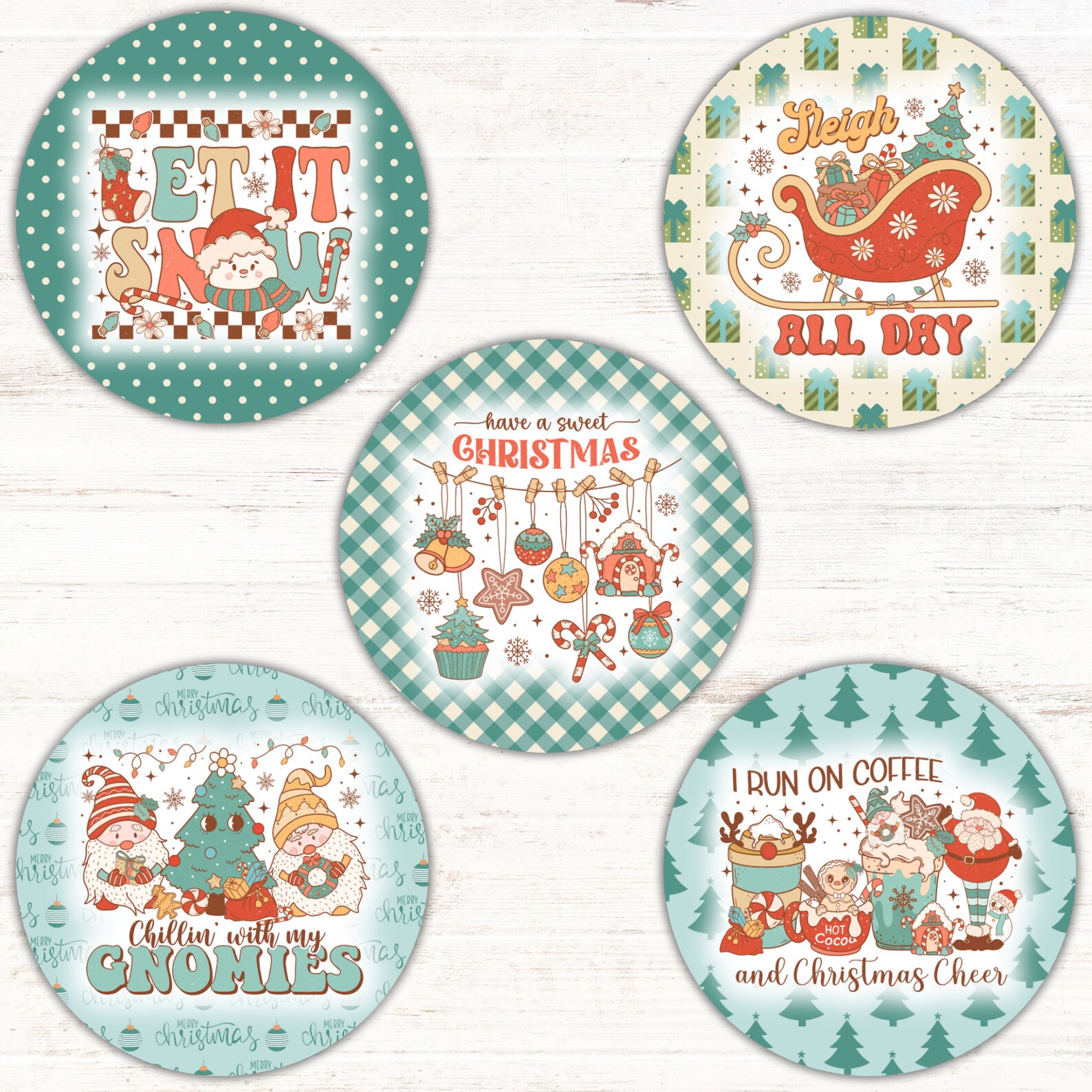 Christmas Car Coaster Bundle, Winter Round Sublimation Designs, Snowman Keychain PNG, Gnome ...