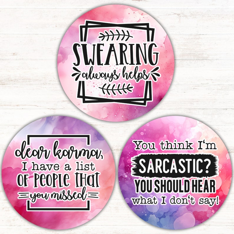 Sarcastic Quotes Car Coaster PNG Bundle Funny Cup Holder Sublimation ...