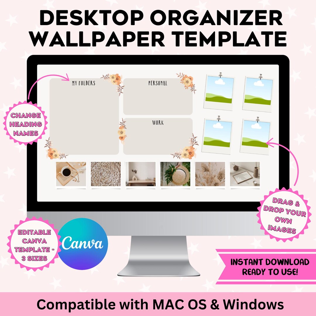 Boho Desktop Organizer Wallpaper for Mac OS & Windows Minimalist ...