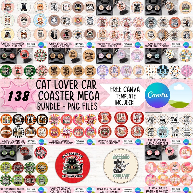 Button Cat Coasters - Etsy UK