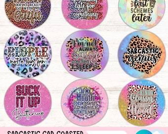 Funny Car Coaster PNG Bundle Sarcastic Cup Holder Sublimation Designs ...