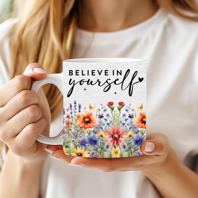 Positive Quotes Mug Wrap Bundle, Floral Wildflowers 11oz & 15oz Mug ...