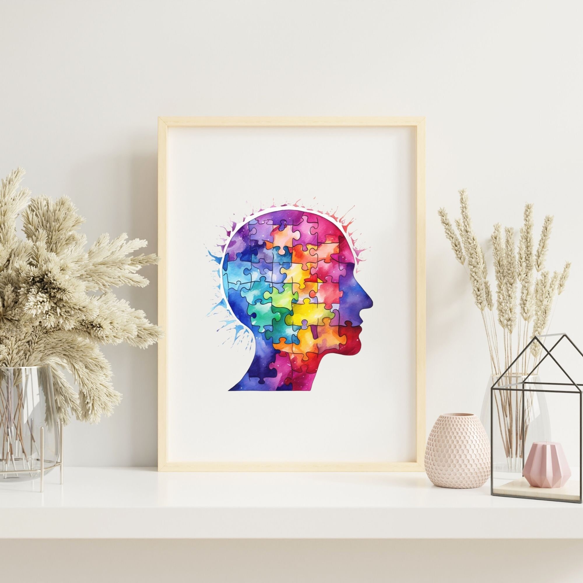Puzzle Piece Brain PNG Bundle Colorful Brain Clipart Mental Health Png ...