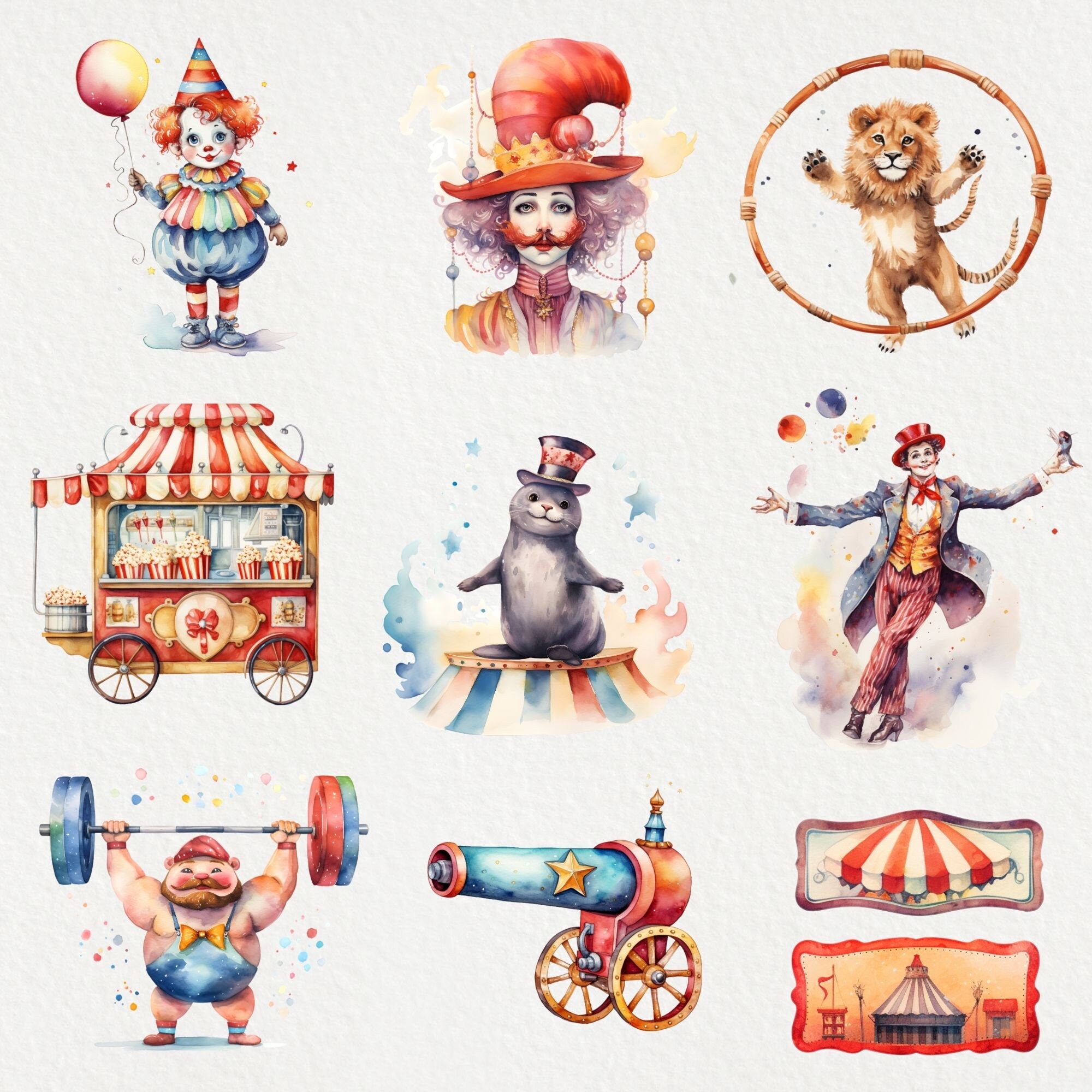Watercolor Carnival Clipart, Carnival Png Files, Circus Print ...