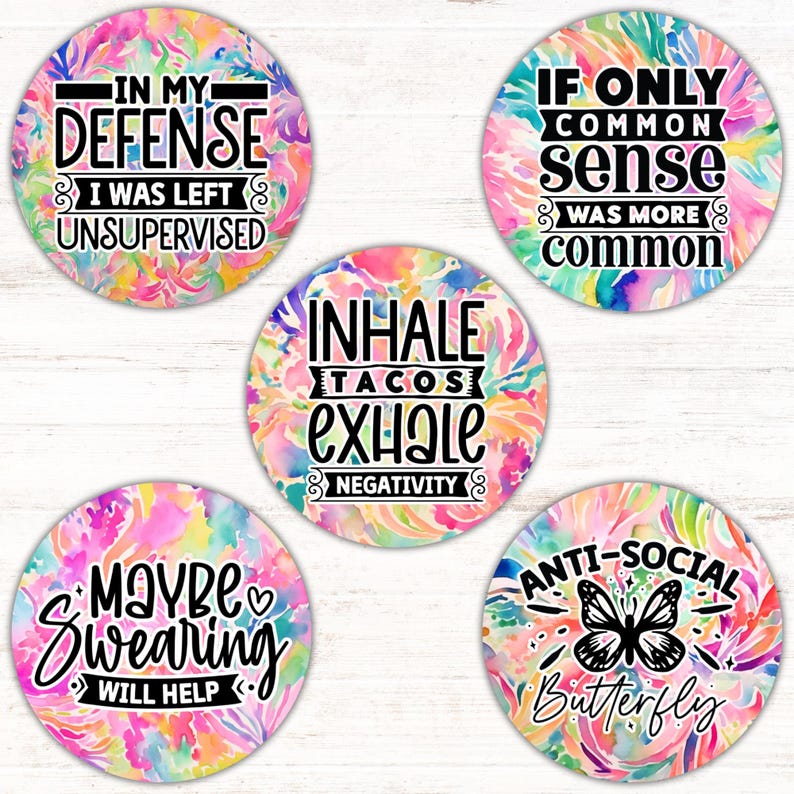 Funny Car Coaster PNG Bundle, Sarcastic Quotes Round Sublimation ...