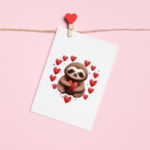 Cute Sloth Valentine PNG Bundle, Valentine Clipart for Sloth Lover ...