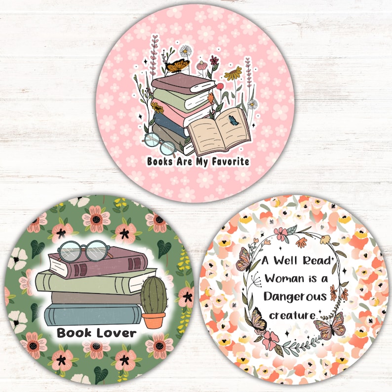 Book Lover Car Coaster PNG Bundle Reading Lover Cup Holder Sublimation ...