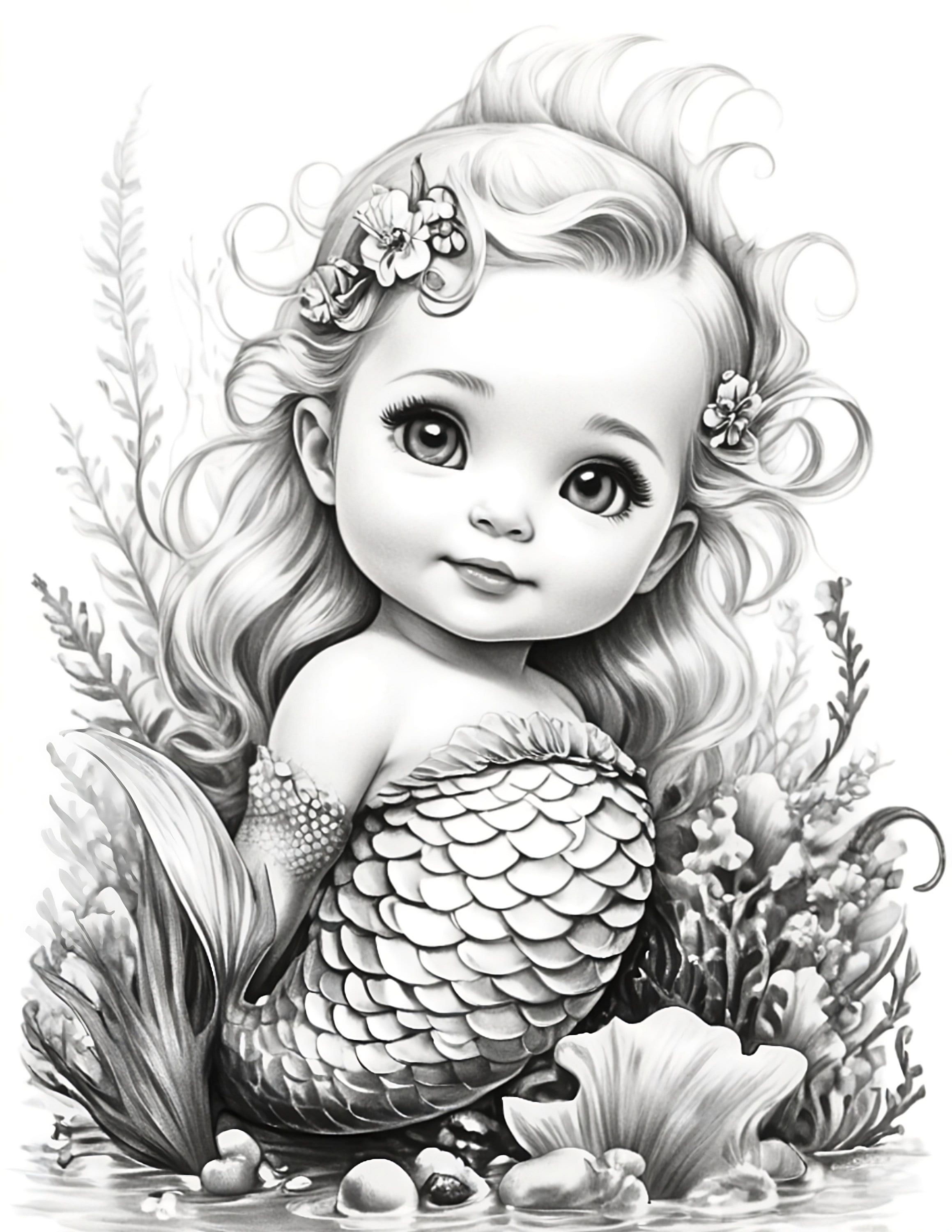Baby Mermaid Coloring Pages, Mermaid Coloring Book, Adults Coloring ...
