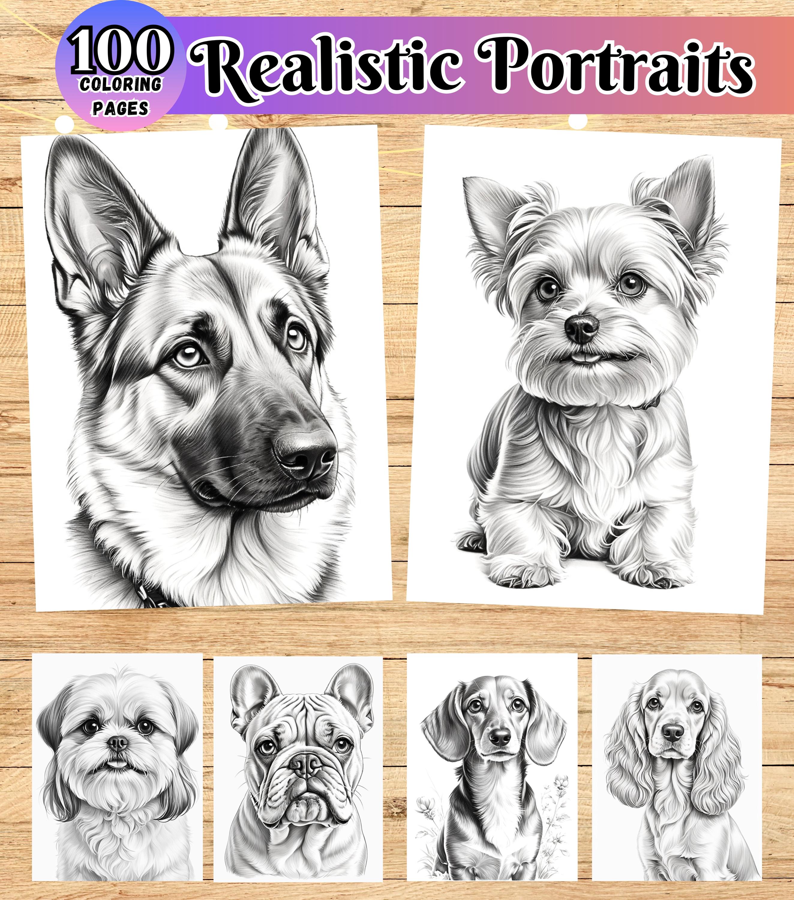 100 Dog Coloring Pages,dog Portraits to Color, Dog Breed to Color,dog ...