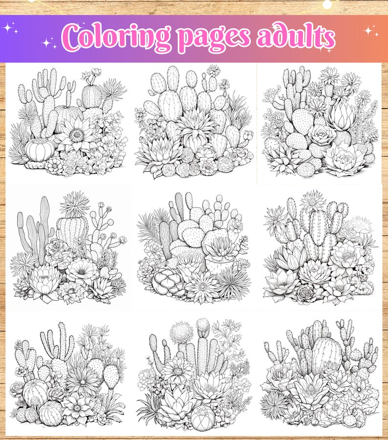 Cactus and Succulent Coloring Pages, Botanical Coloring Pages, Plant ...