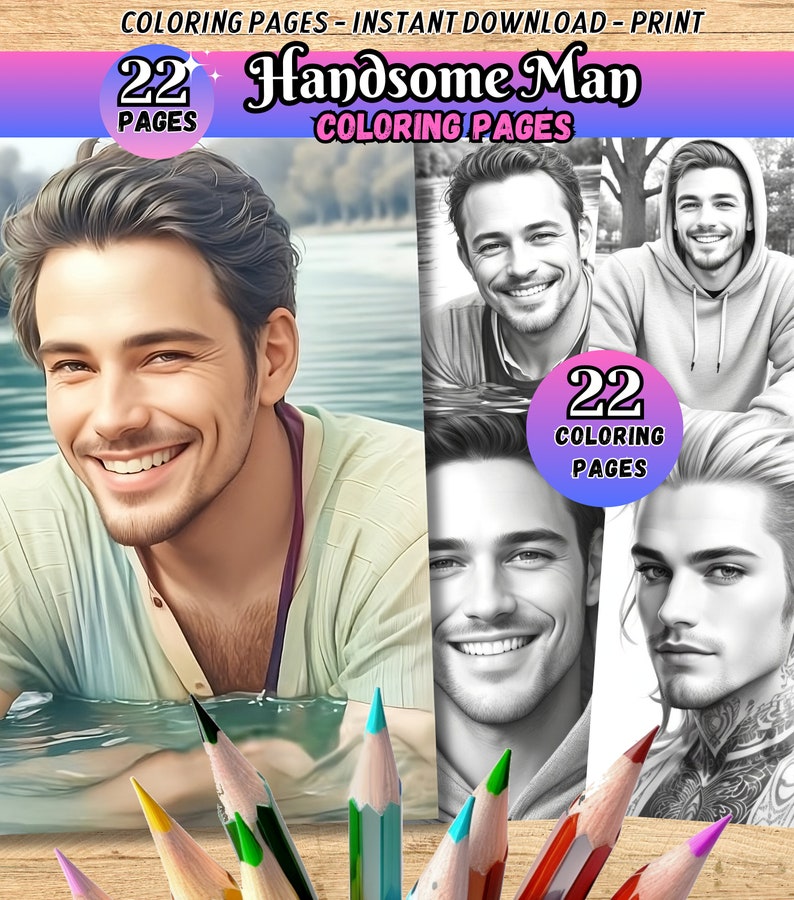 Happy Men Coloring Pages, Portraits Men, Beautiful Men, Coloring Pages ...