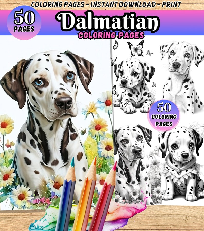 Dalmatian Coloring Pages, Animal Coloring Book, Dog Coloring Book ...