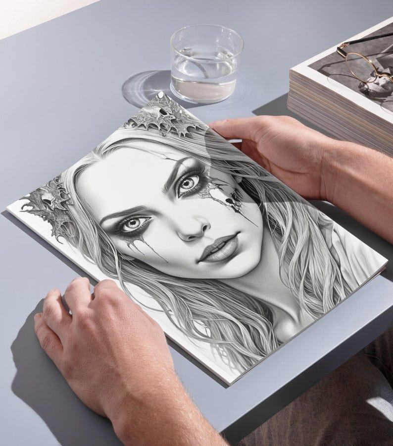 Creepy Girl Coloring, Creepy Beauties Printable, Gothic Woman, Creepy ...