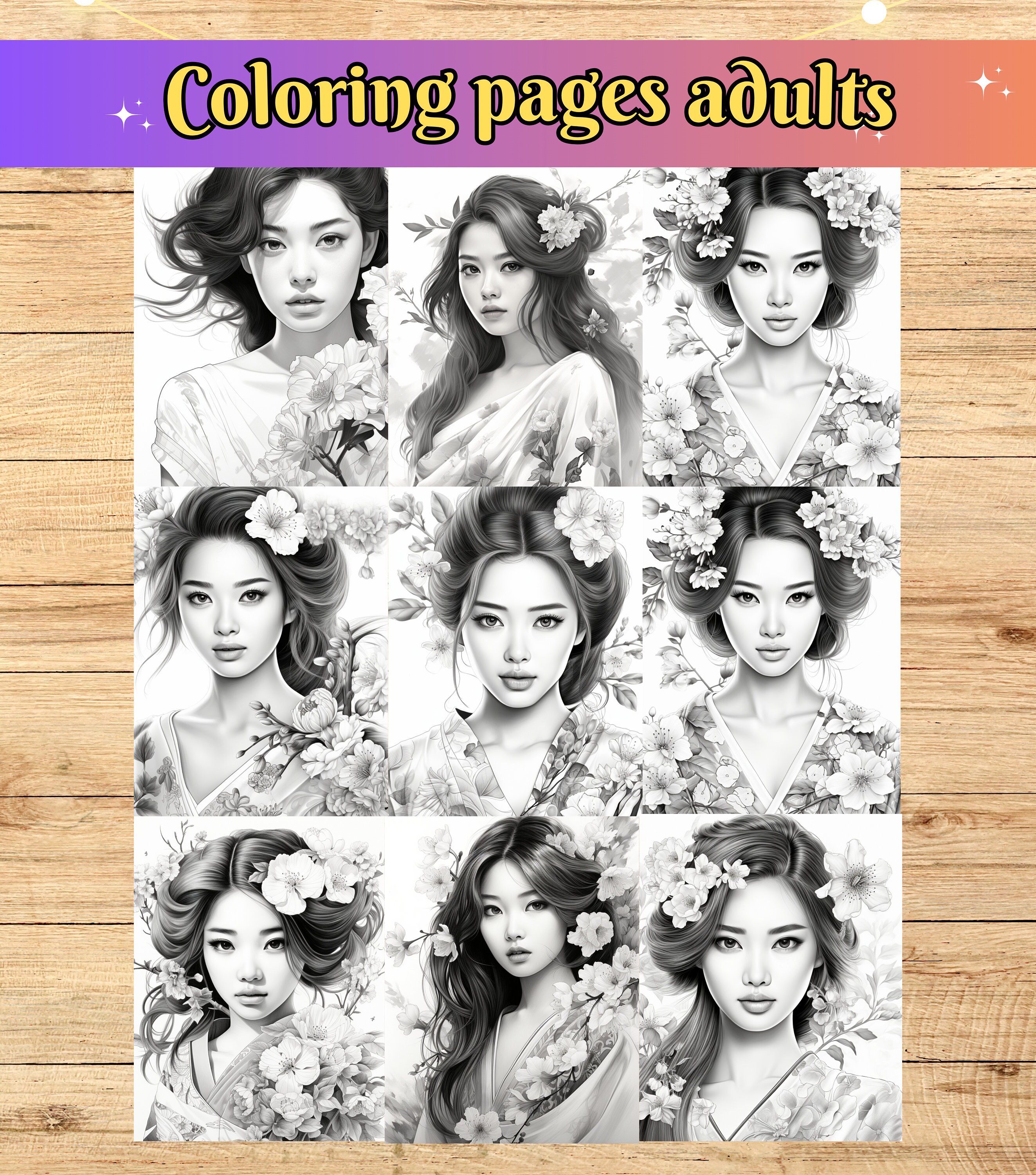 Japanese Woman Coloring Pages, Coloring Book, Asian Coloring, Kimono ...