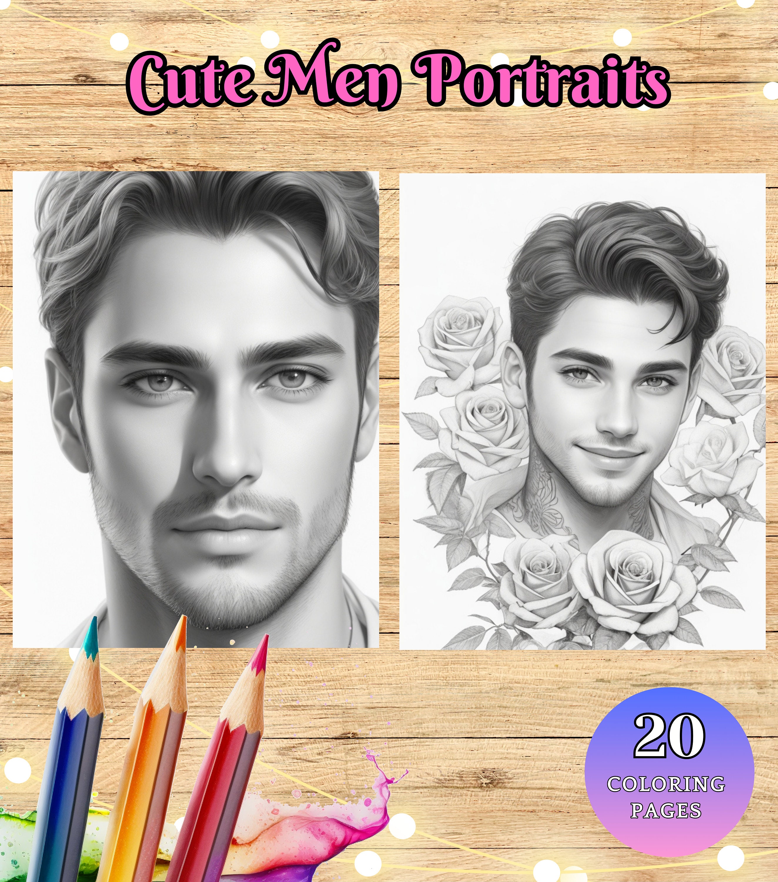 Portraits Men, Beautiful Men, Coloring Pages for Adults, Cute Pages ...