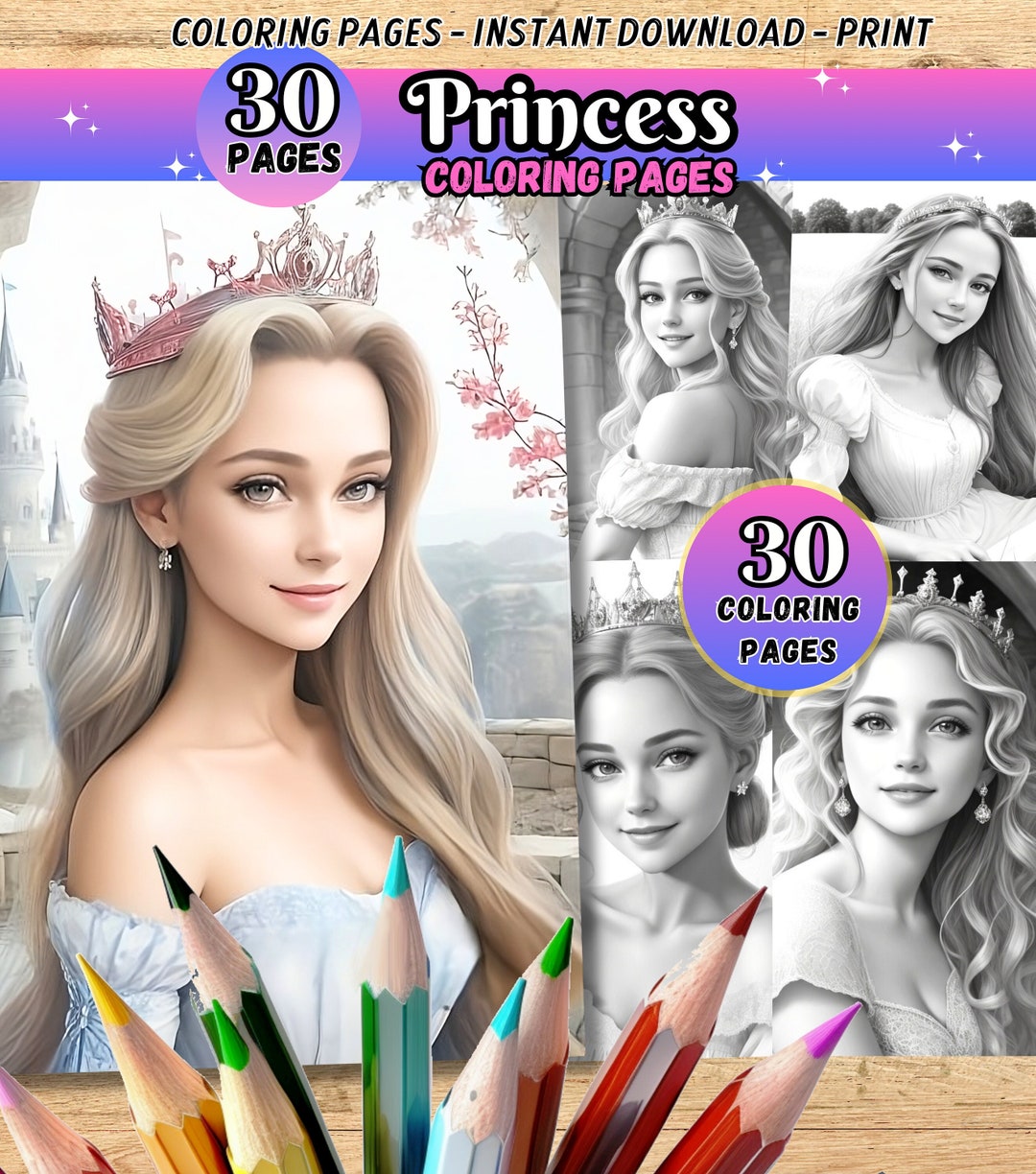 Beautiful Princesses, Coloring Pages, Elegant and Cute Women, Pretty Royal Princesses, Coloring ...