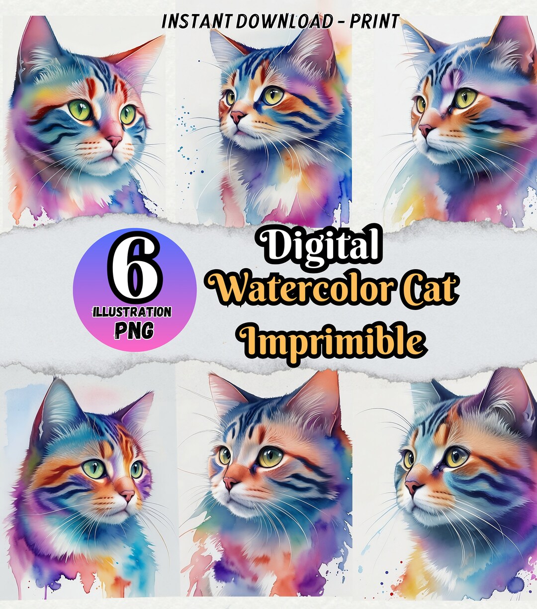 Watercolor Cat Print, Cute Cat Art Print, Cat Print Poster,cat ...