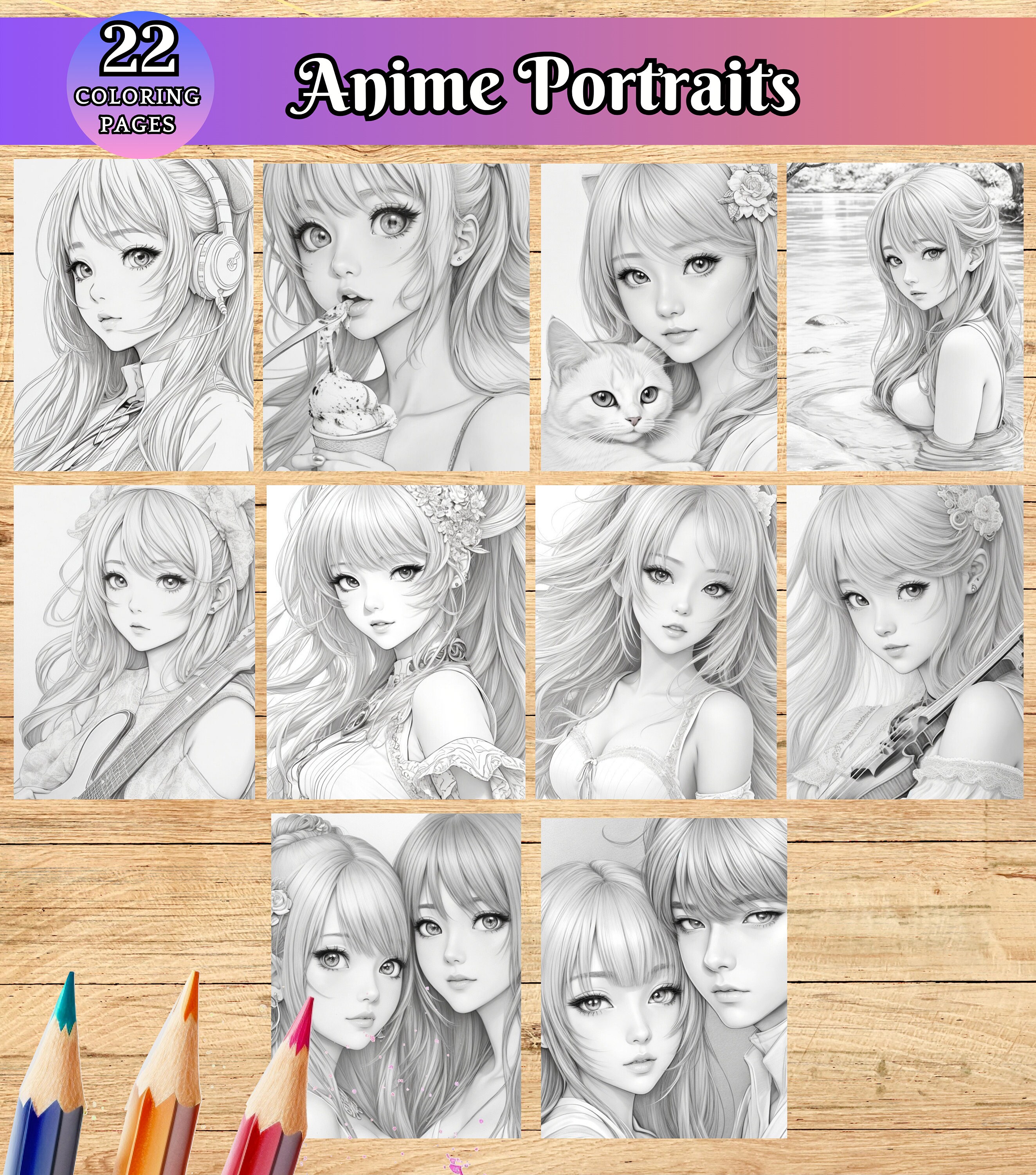 Anime Girls, Coloring Pages, Woman Coloring Book, Kawaii Girls Coloring ...