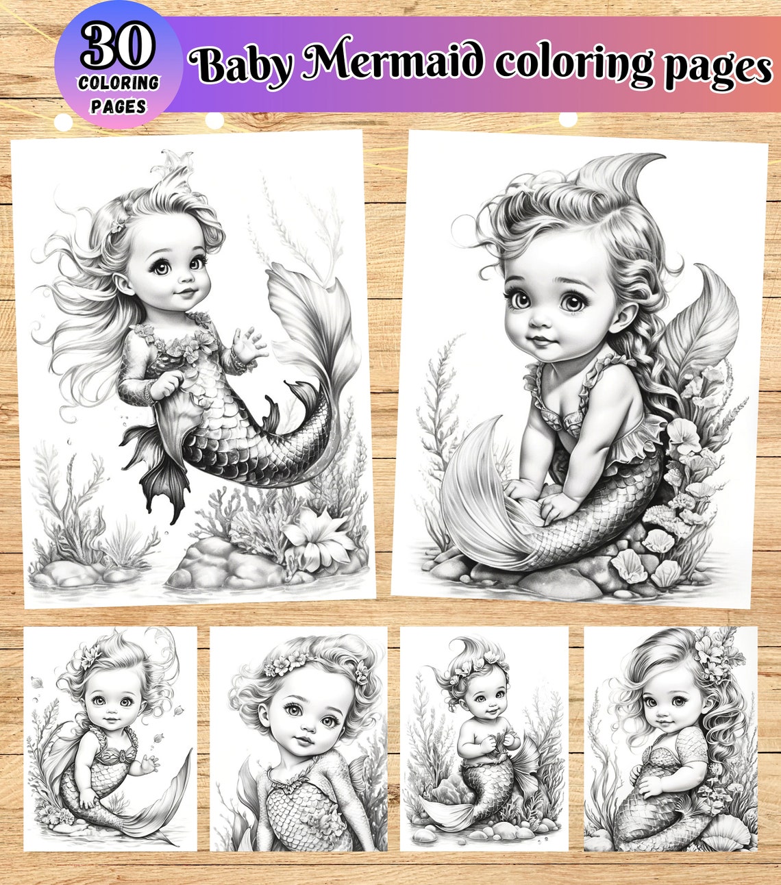 Baby Mermaid Coloring Pages, Mermaid Coloring Book, Adults Coloring ...